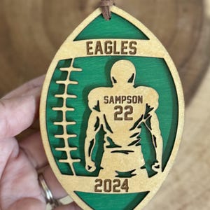Engraved Football Ornament, Personalized Player Name, Team, Jersey ...