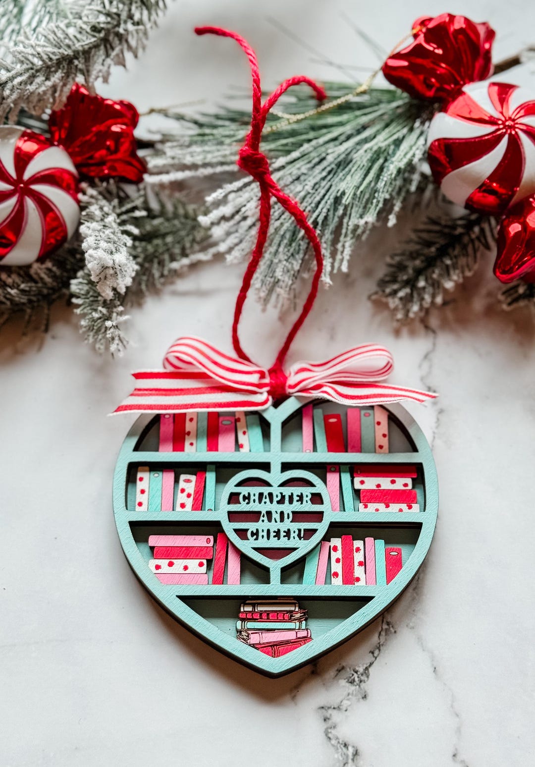 Chapter and Cheer Ornament, Festive Hand Painted Christmas Ornament ...