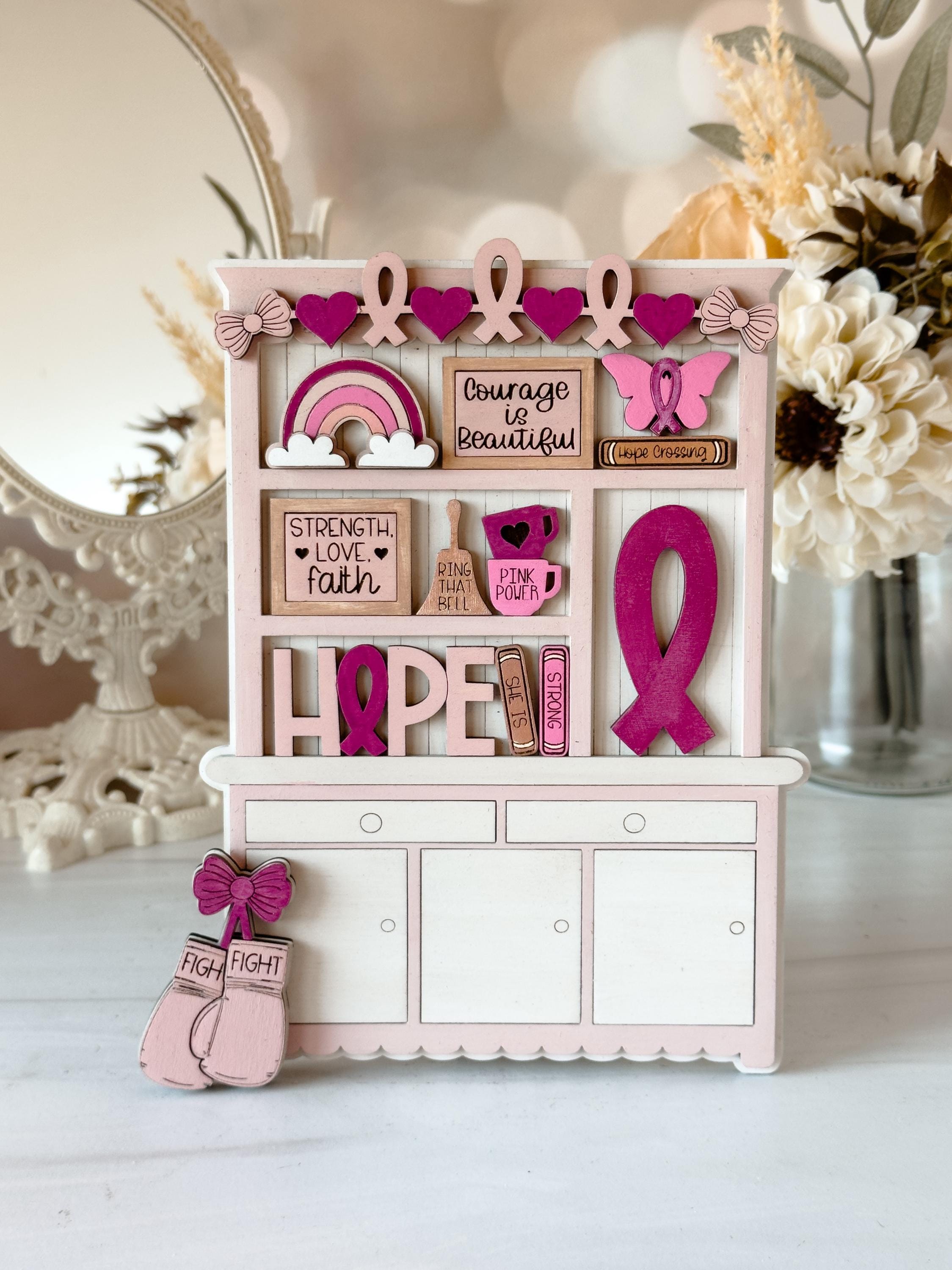 Breast Cancer Awareness DIY Kit or Finished Hutch: Pink Ribbon Survivor ...