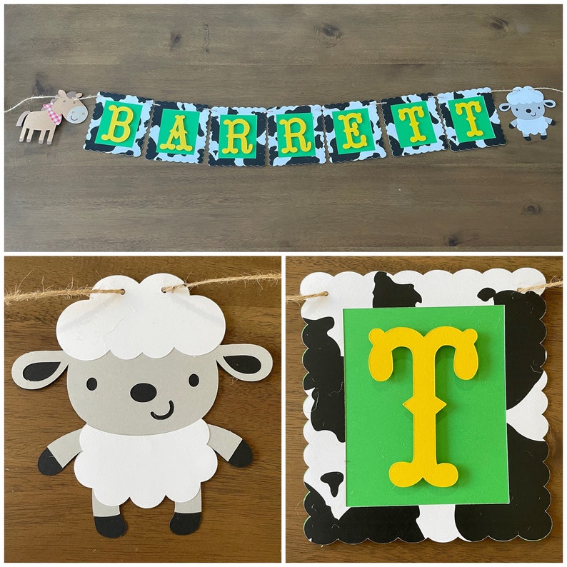 Barnyard Name Banner Farm Theme Happy Birthday Banner Cow - Etsy