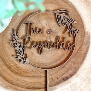 Floral Wreath Wedding Cake Topper, Wedding Cake Topper, Bridal Shower ...