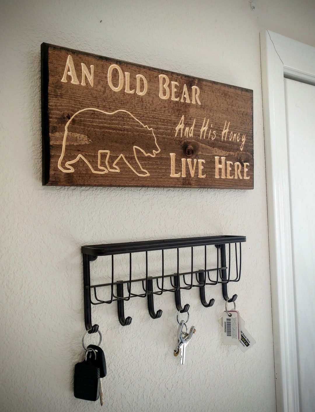 An Old Bear and His Honey Wooden Carved Sign - Etsy