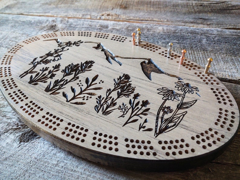 Bear Shaped Wildflower Cribbage Board - Etsy
