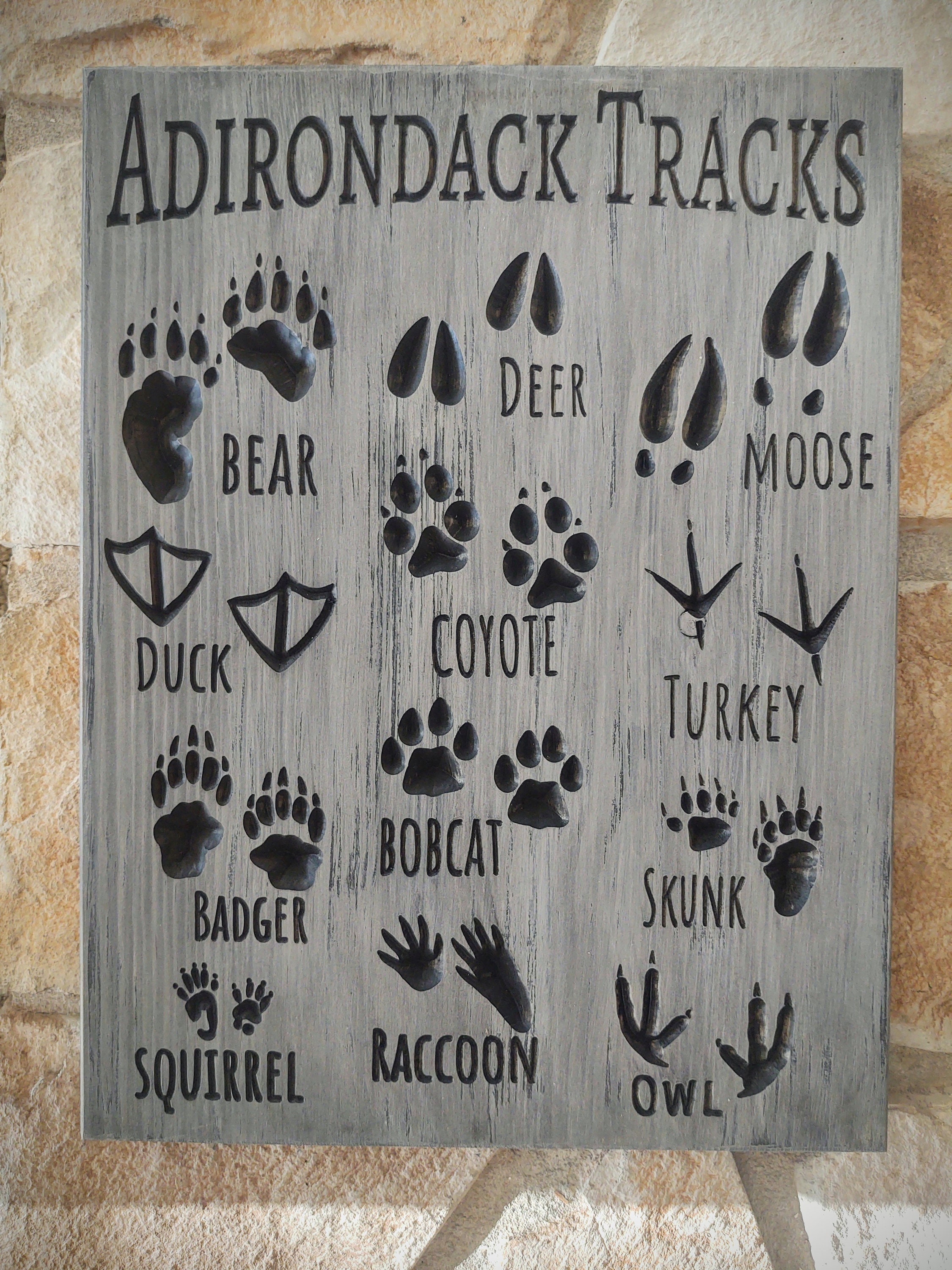 Adirondack Animal Tracks Carved Wood Sign - Etsy