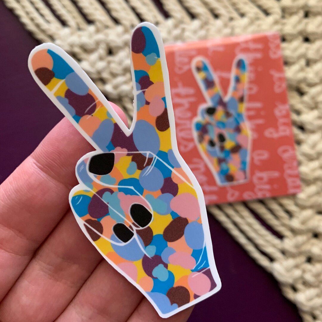 Peace Hand Sticker - Etsy