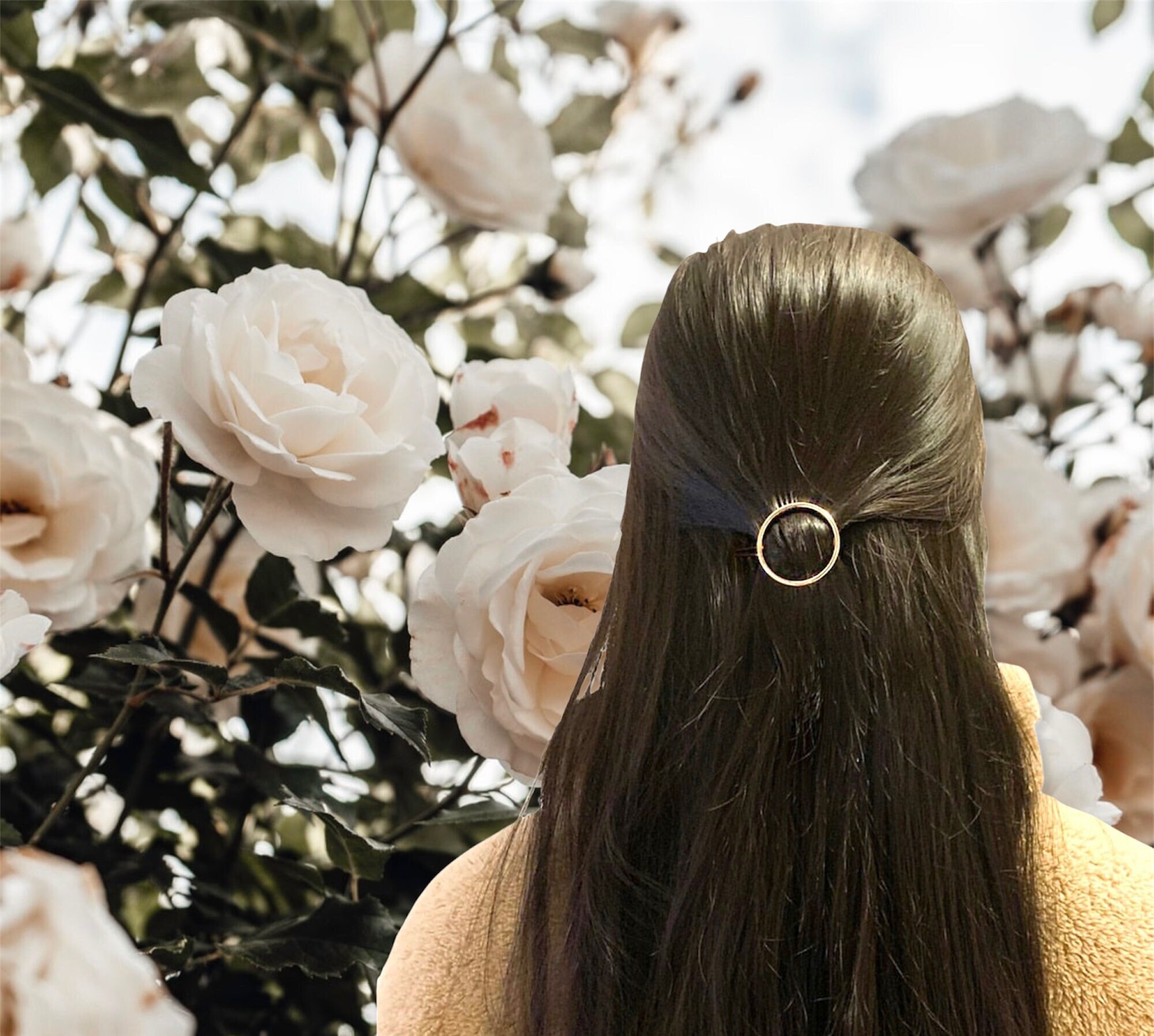 For Her Gold Circle Hair Barrette Small Barrette | Etsy