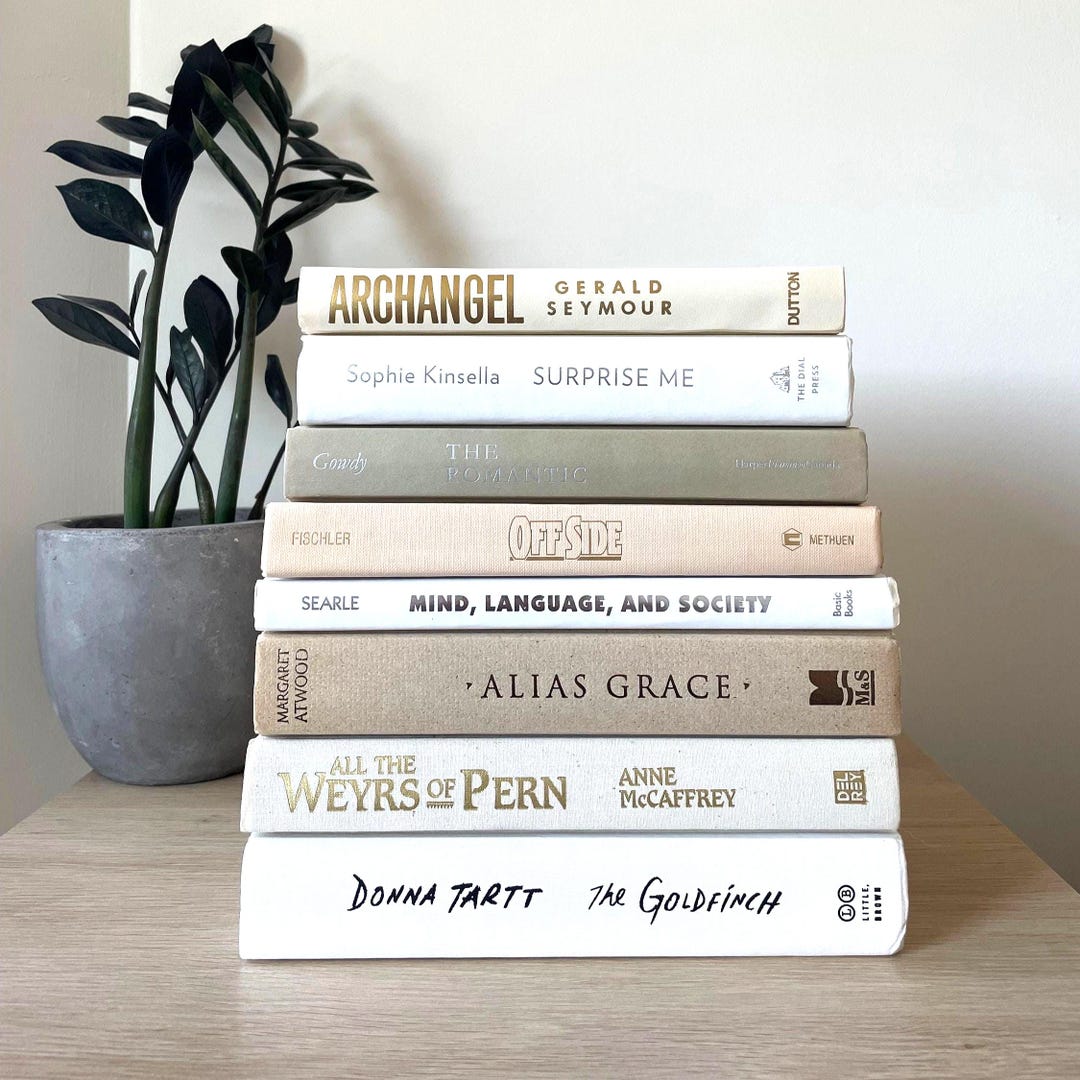 Neutral Book Stack, Decorative Book Set, Themed Book Bundles, Colourful ...