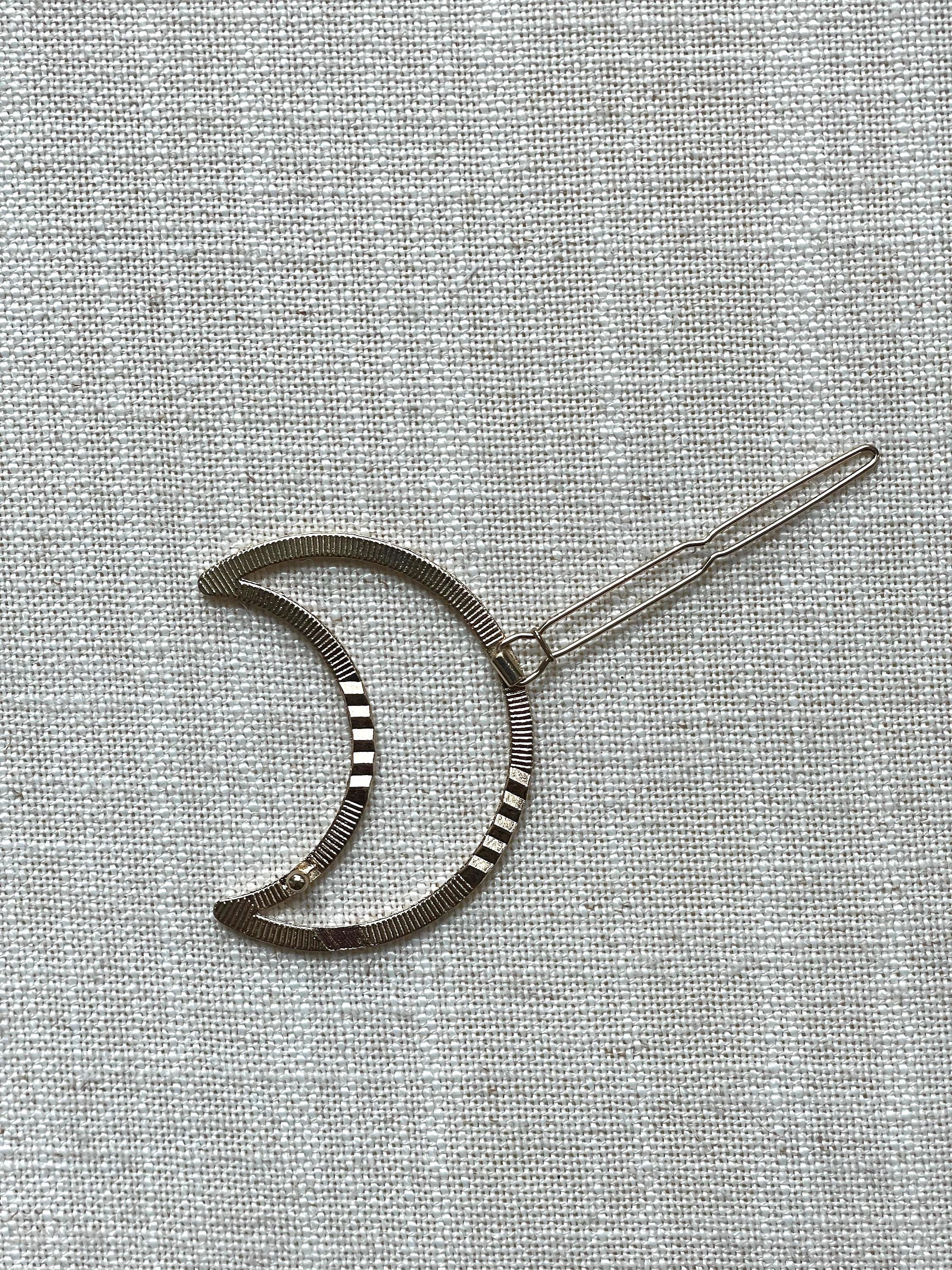 Gold Crescent Moon Hair Clip: Geometric Celestial Barrette - Etsy