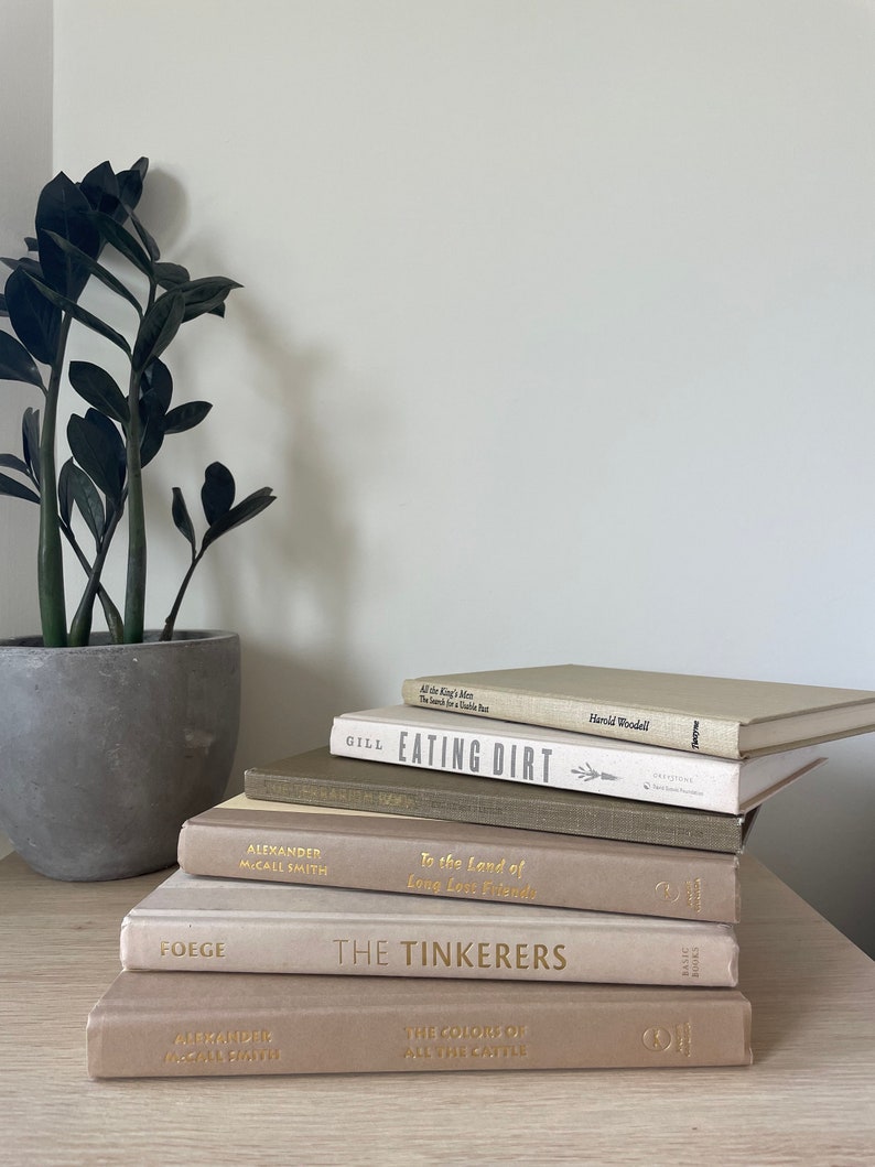 Taupe Decorative Book Stack: Neutral Home Decor Bundle - Etsy