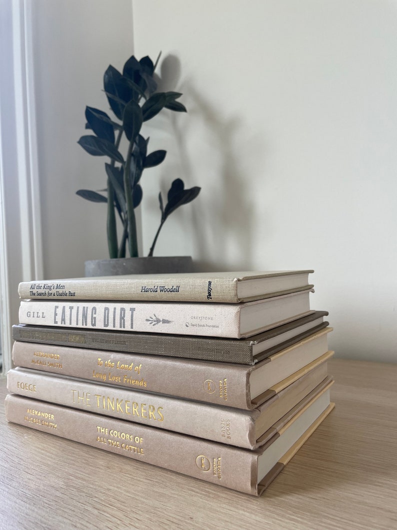 Taupe Decorative Book Stack: Neutral Home Decor Bundle - Etsy