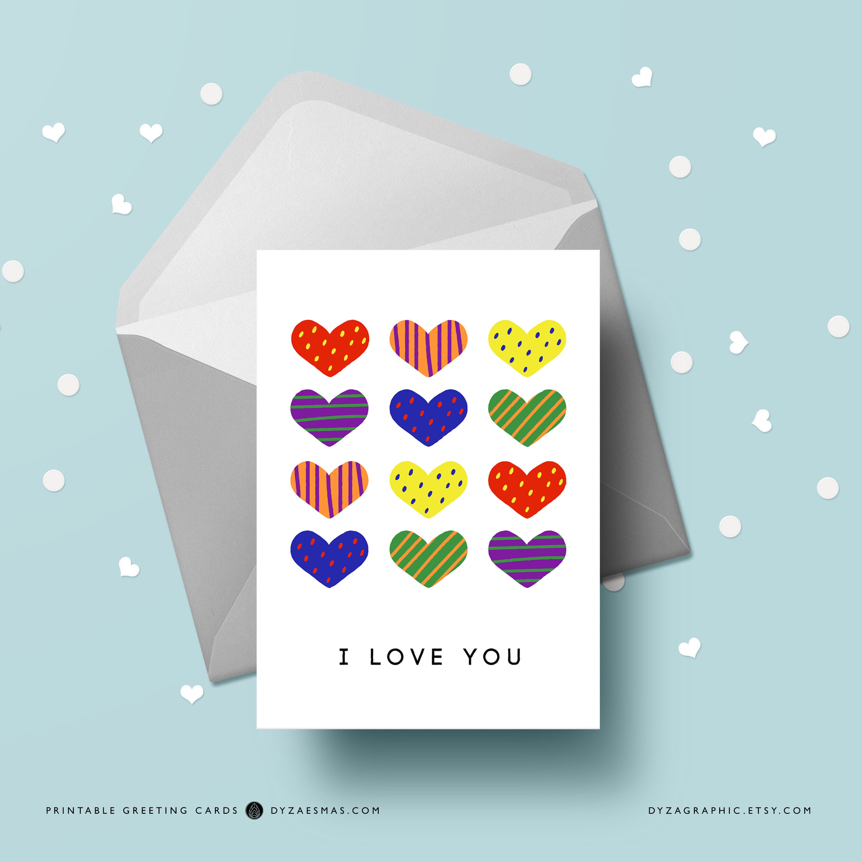 Printable Pride Hearts Greeting Card, LGBTQ Pride, Gay Pride, 5 by 7 ...