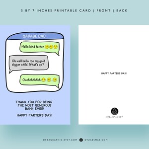 PRINTABLE Fathers Day Greeting Card, Bank of Dad, Financial Burden ...