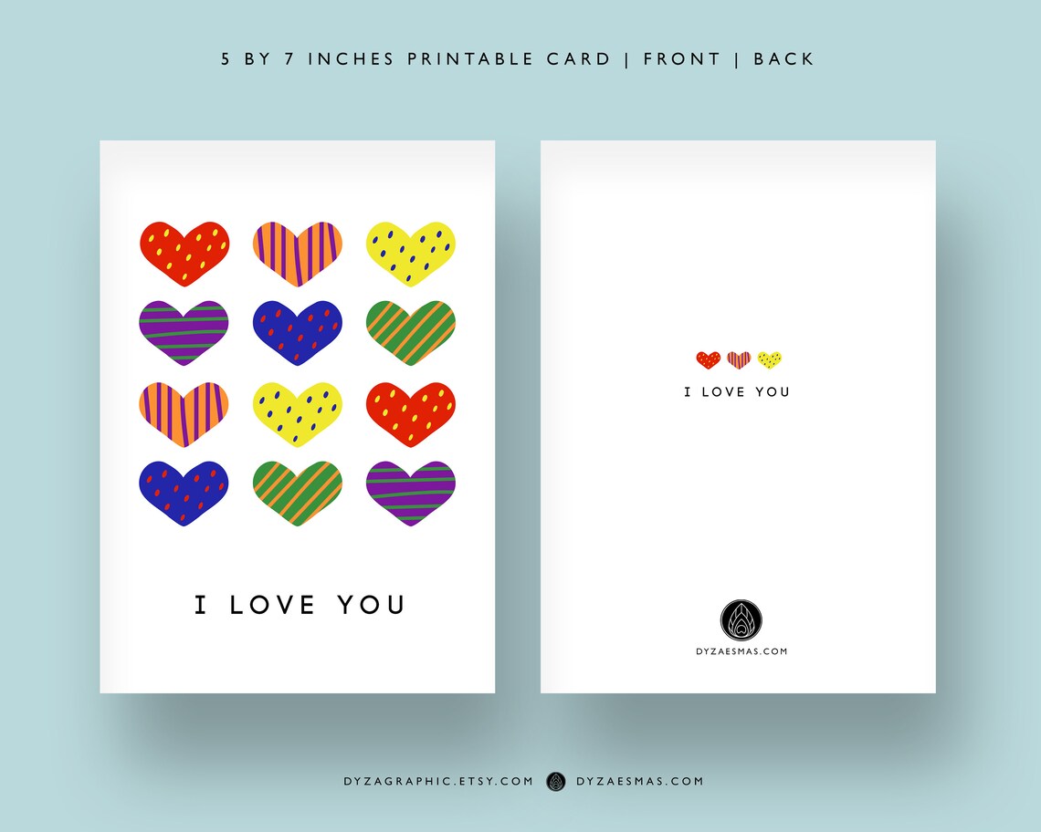 Printable Pride Hearts Greeting Card, LGBTQ Pride, Gay Pride, 5 by 7 ...
