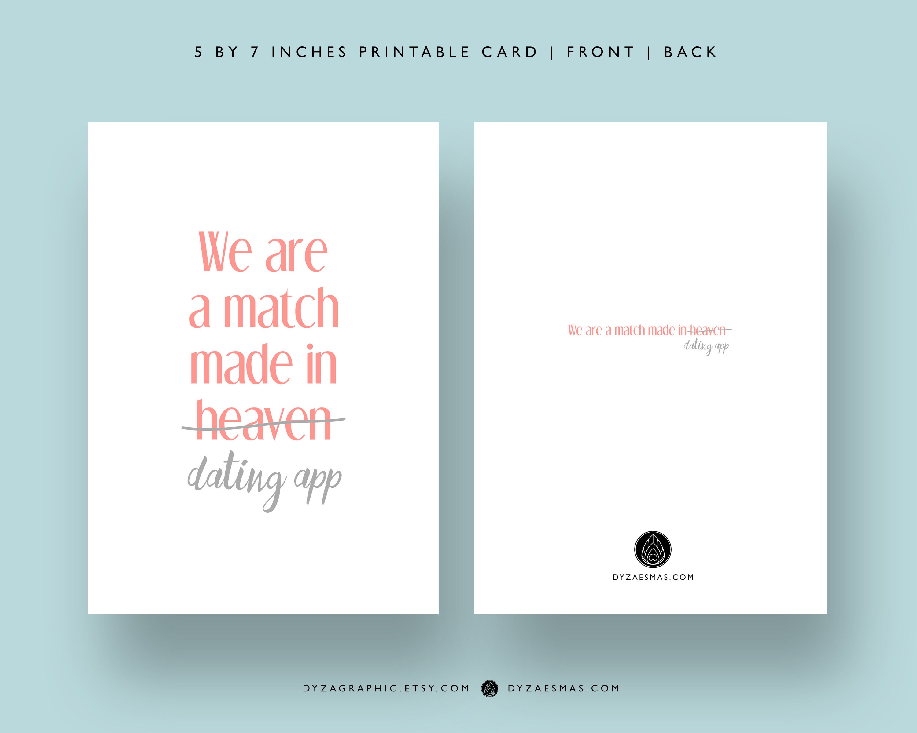 PRINTABLE Anniversary Card We Are a Match Made in Dating App Greeting ...