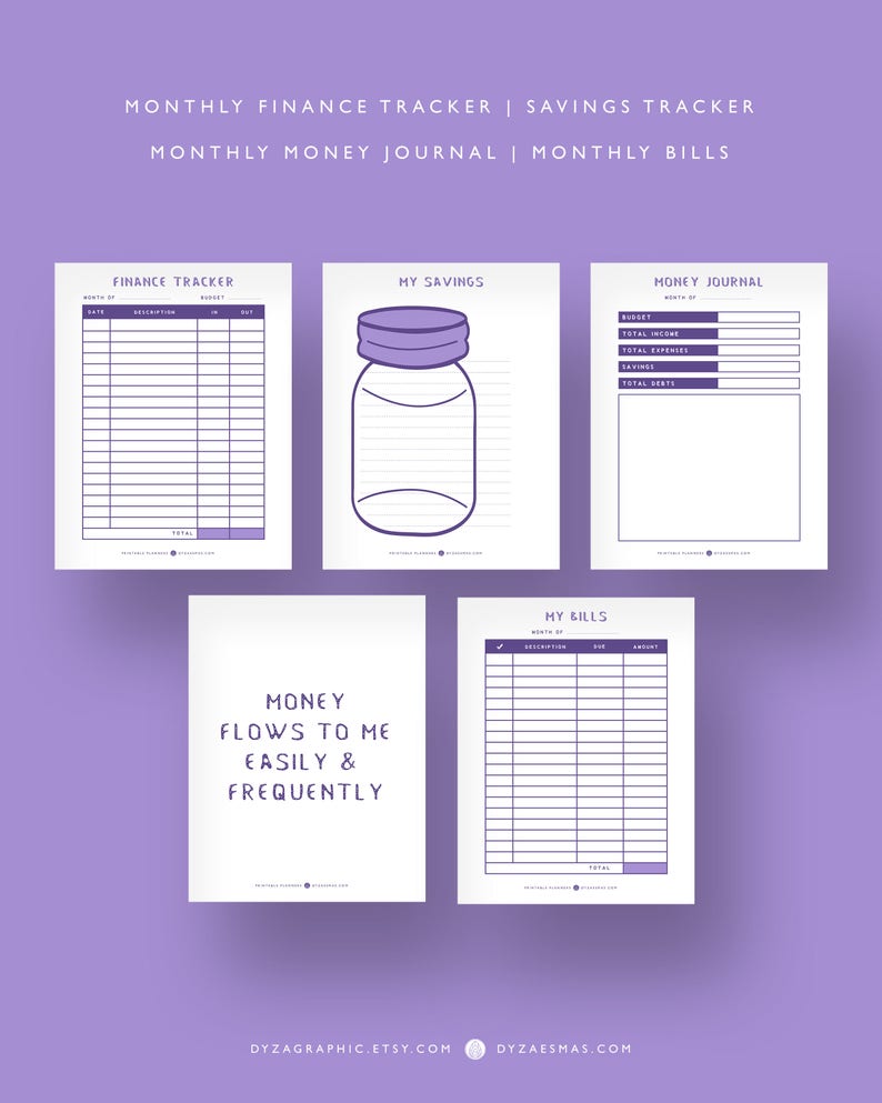 PRINTABLE Monthly Finance Tracker, Savings Tracker, Monthly Bills ...