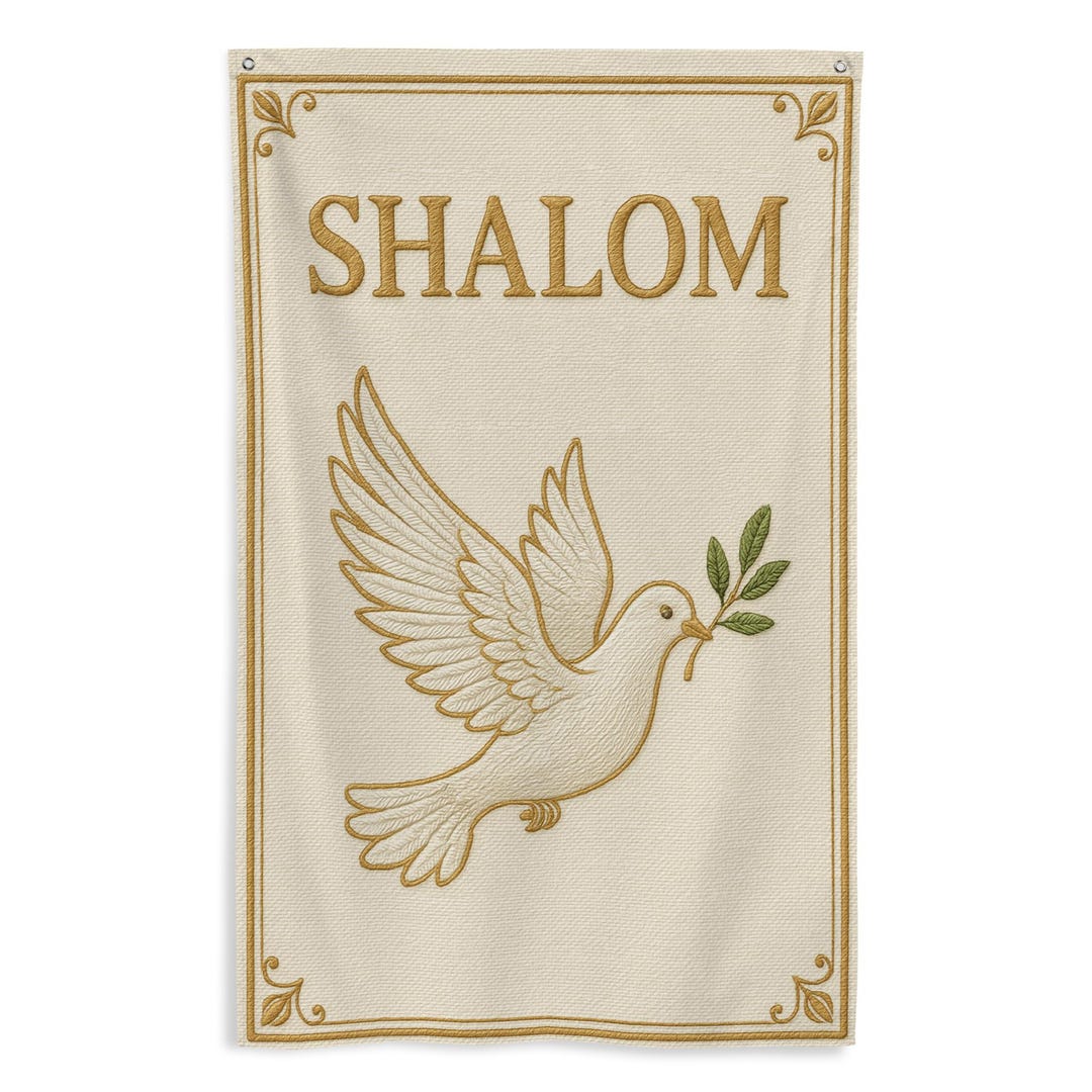 Shalom Dove - Hebrew Peace Banner | Wall Hanging With Olive Branch ...