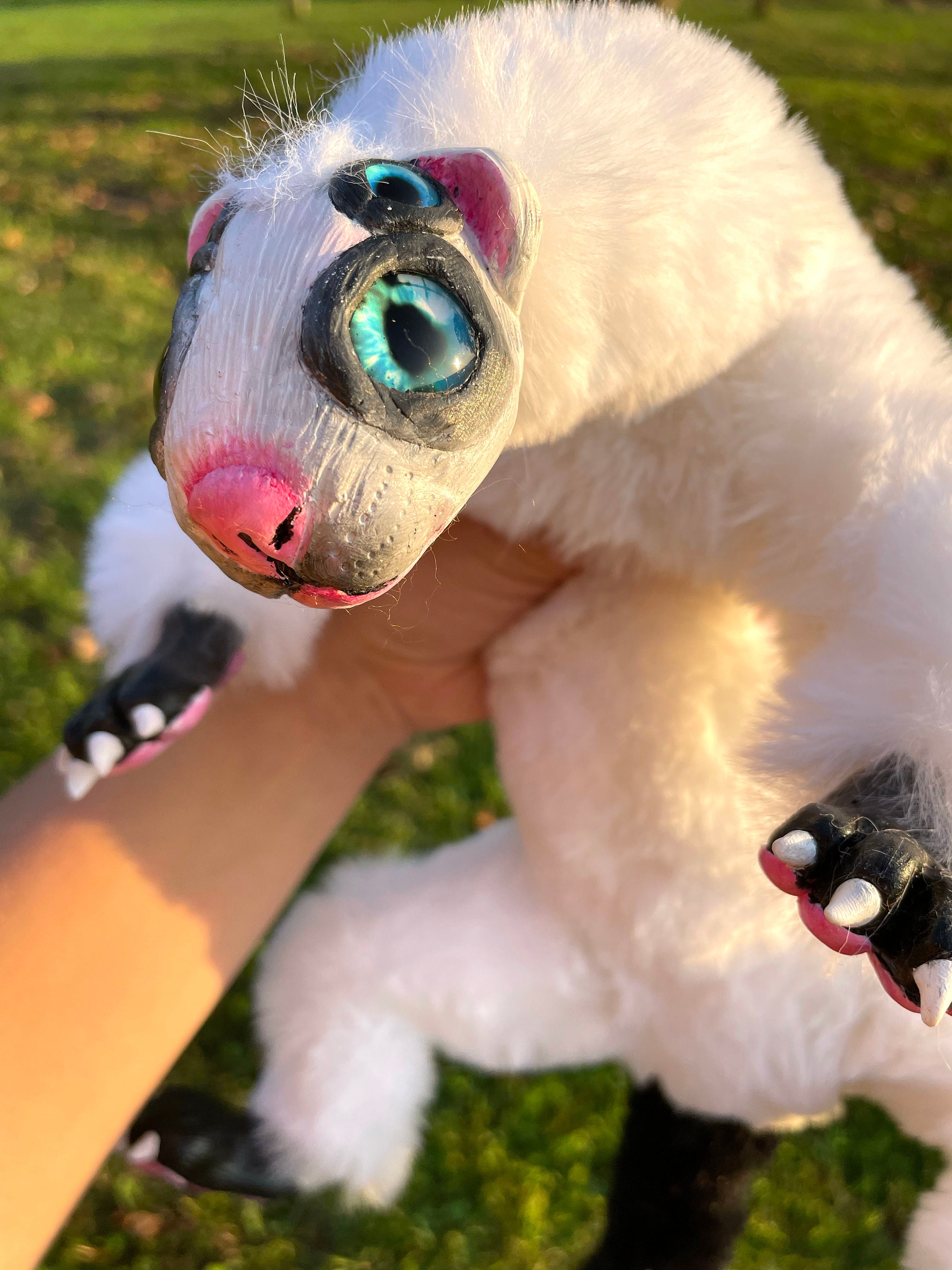 Cute Ferret Cat Posable Art Doll, Fantasy Artdoll Creature, White and ...