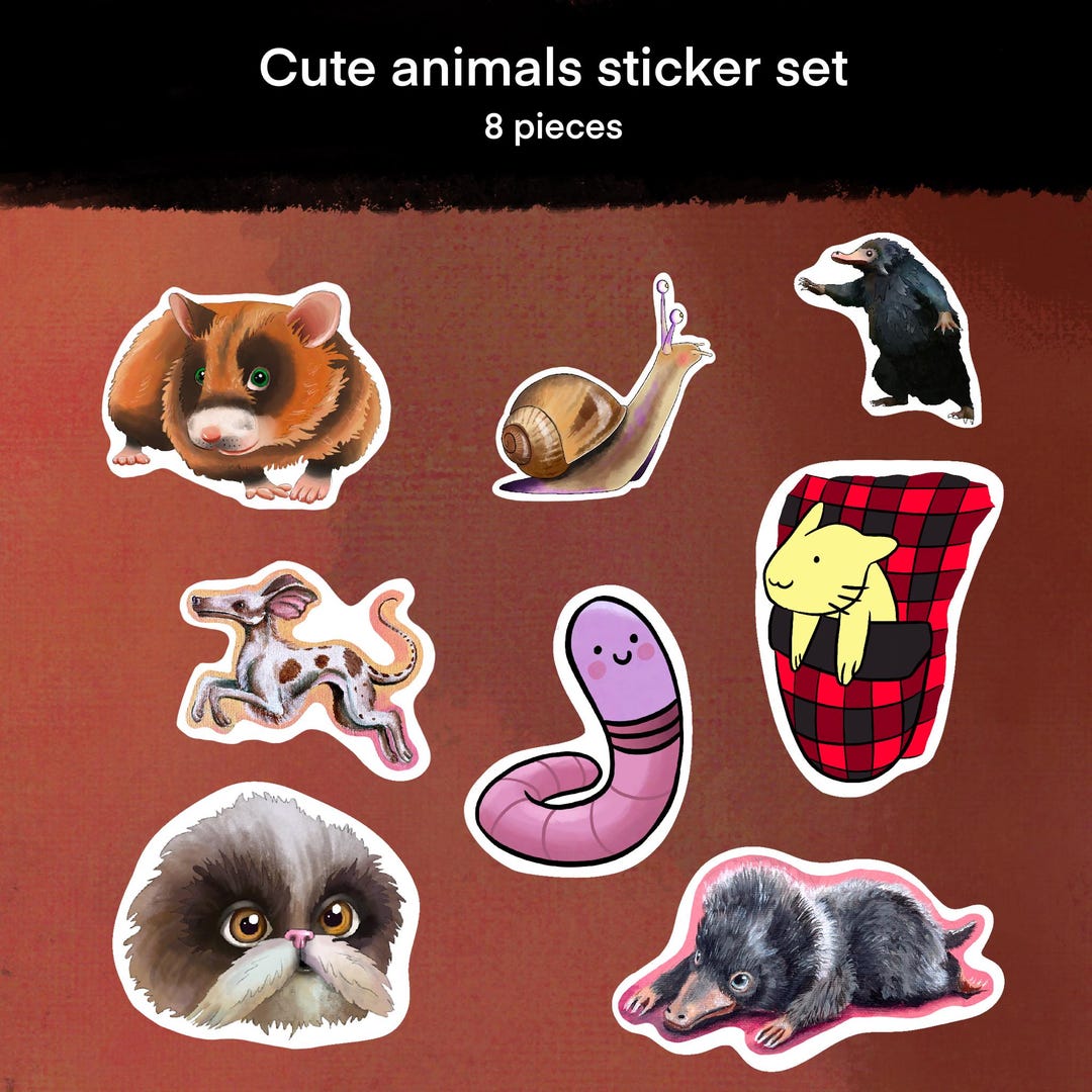 Cute Animals Sticker Pack | 8 Stickers Set | High Quality | Journal ...