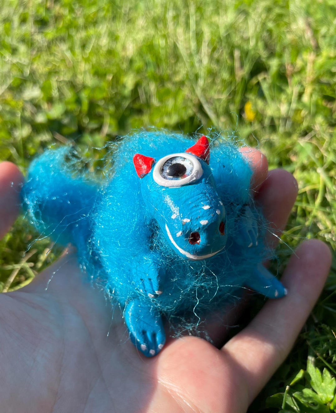 Small Blue Monster | Art Doll | Tiny Fantasy Creature | Ideal Pet ...