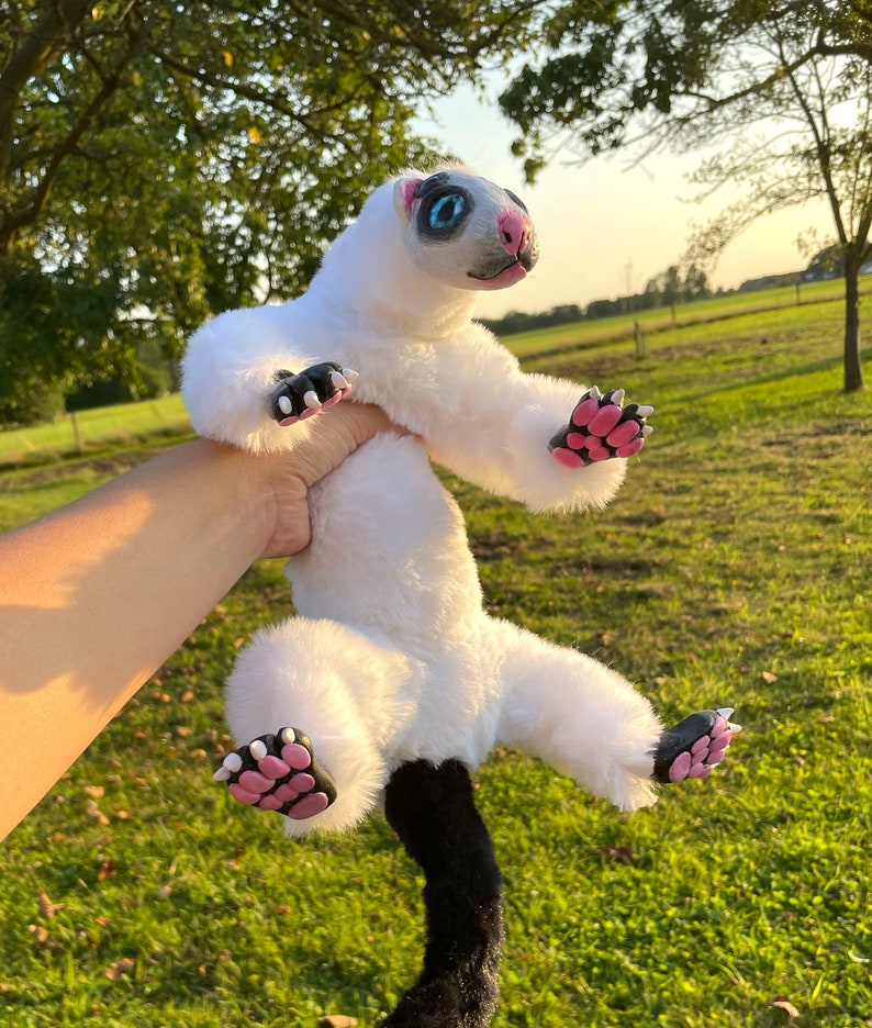 Cute Ferret Cat Posable Art Doll, Fantasy Artdoll Creature, White and ...