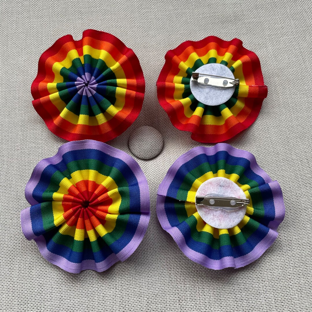 Pride Month LGBTQ+ Gay Queer Ally Rosette Pin Badge Cockade Ribbon ...