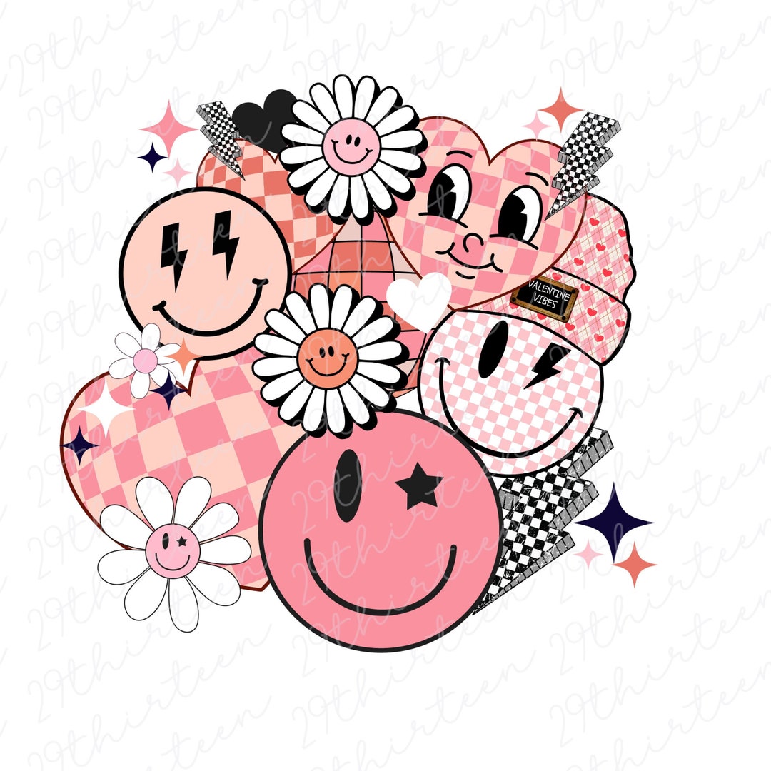 Valentine Groovy Smiley PNG, Retro Valentine PNG, Valentine PNG ...