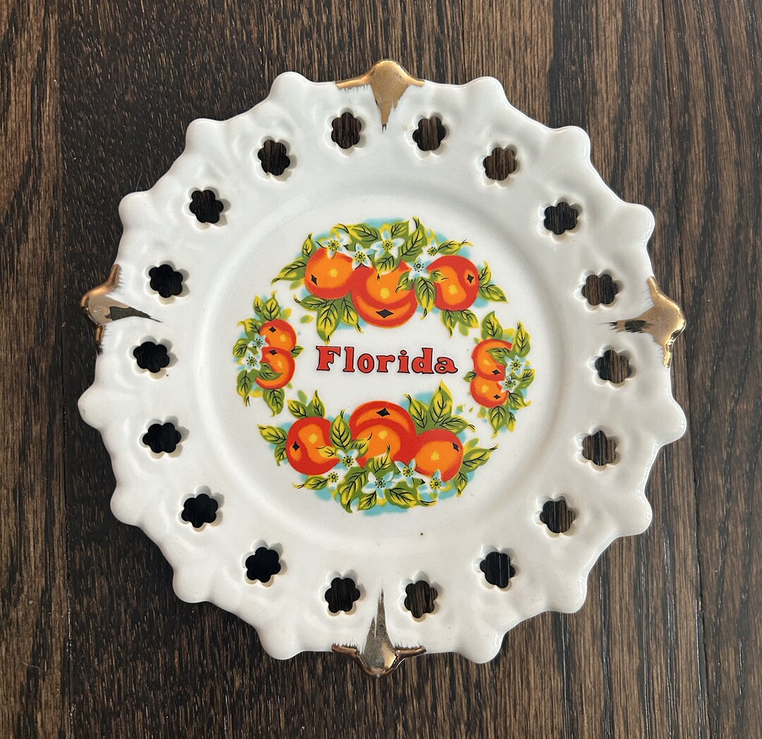 Vintage Florida Souvenir State Plate 6 1/4" Diameter - Etsy