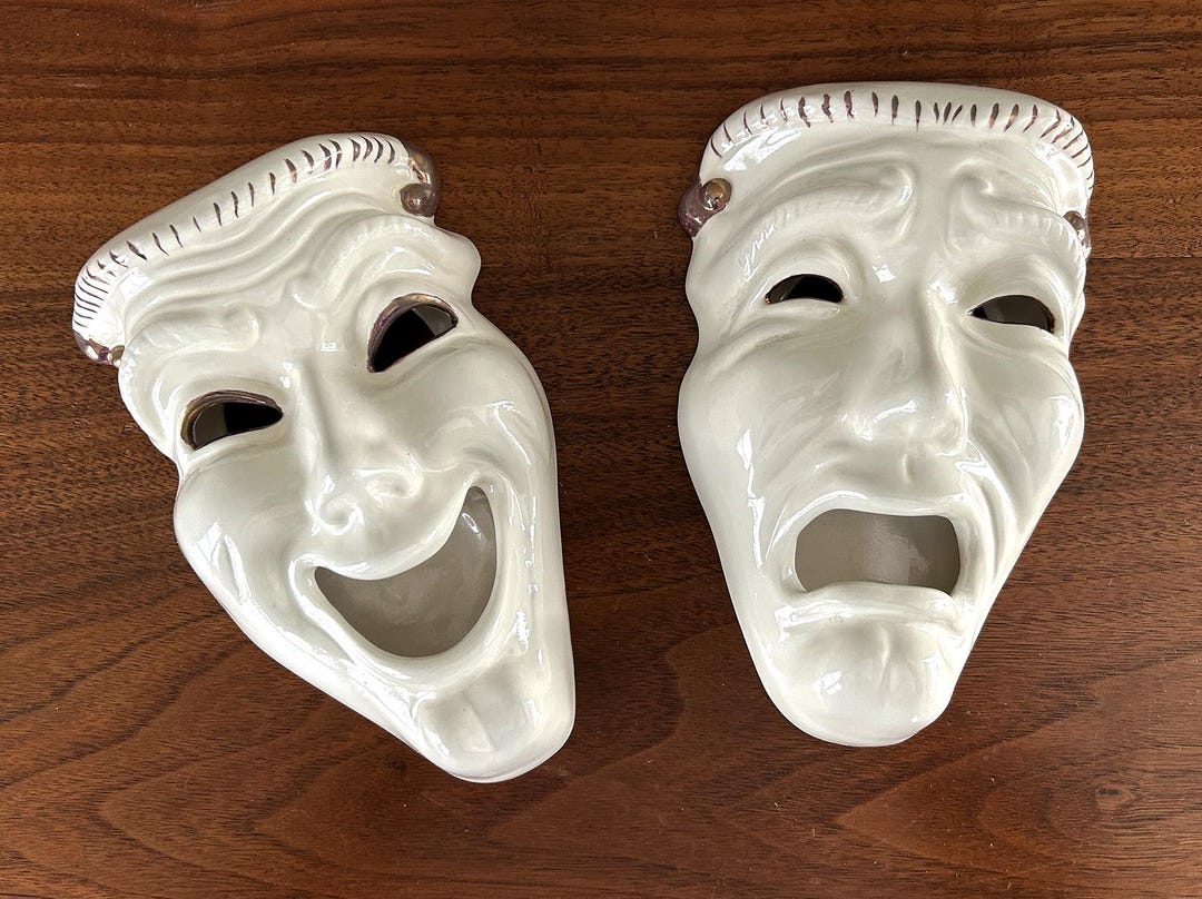 Vintage Ceramic Comedy Tragedy Theater Masks Wall Hangings - Etsy