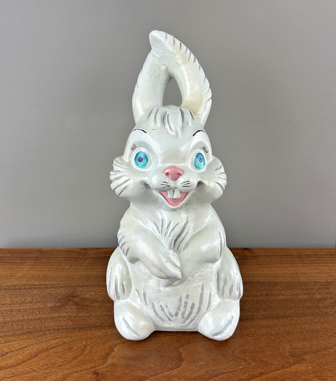 Vintage Giant Crazed Tripping White Rabbit Chalkware Bank Easter Bunny ...