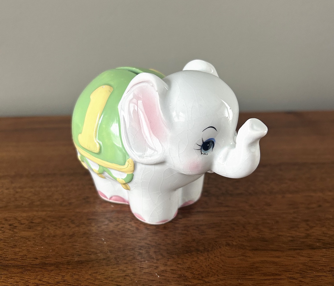Vintage Rare 1986 Enesco Growing up Bank 1st Year Piggy Bank Elephant ...