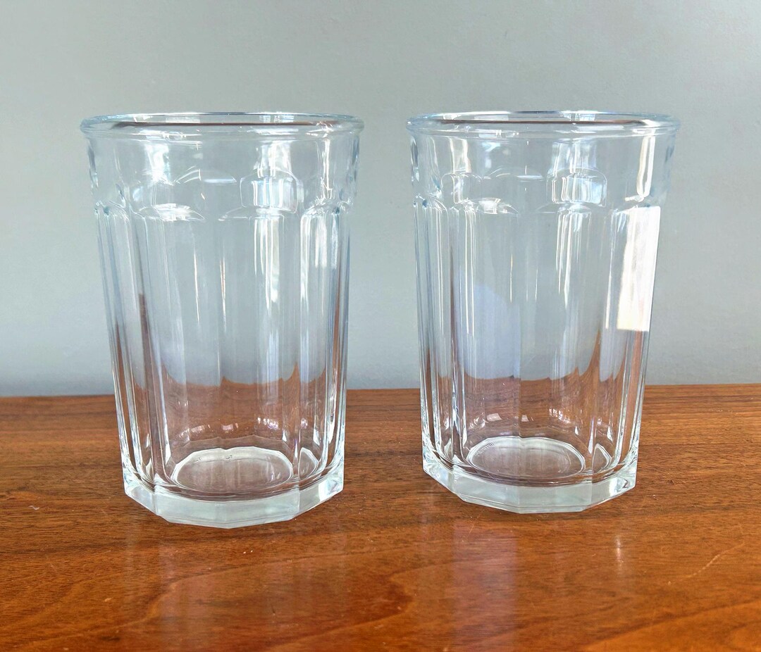 Vintage Pair of Clear Luminarc 10 Panel Working Glasses Highball 20oz ...