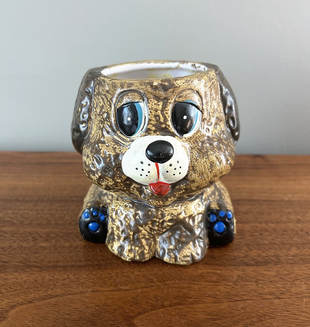 Vintage Ceramic Dog Planter Container by Ardco Dallas Made in Taiwan - Etsy