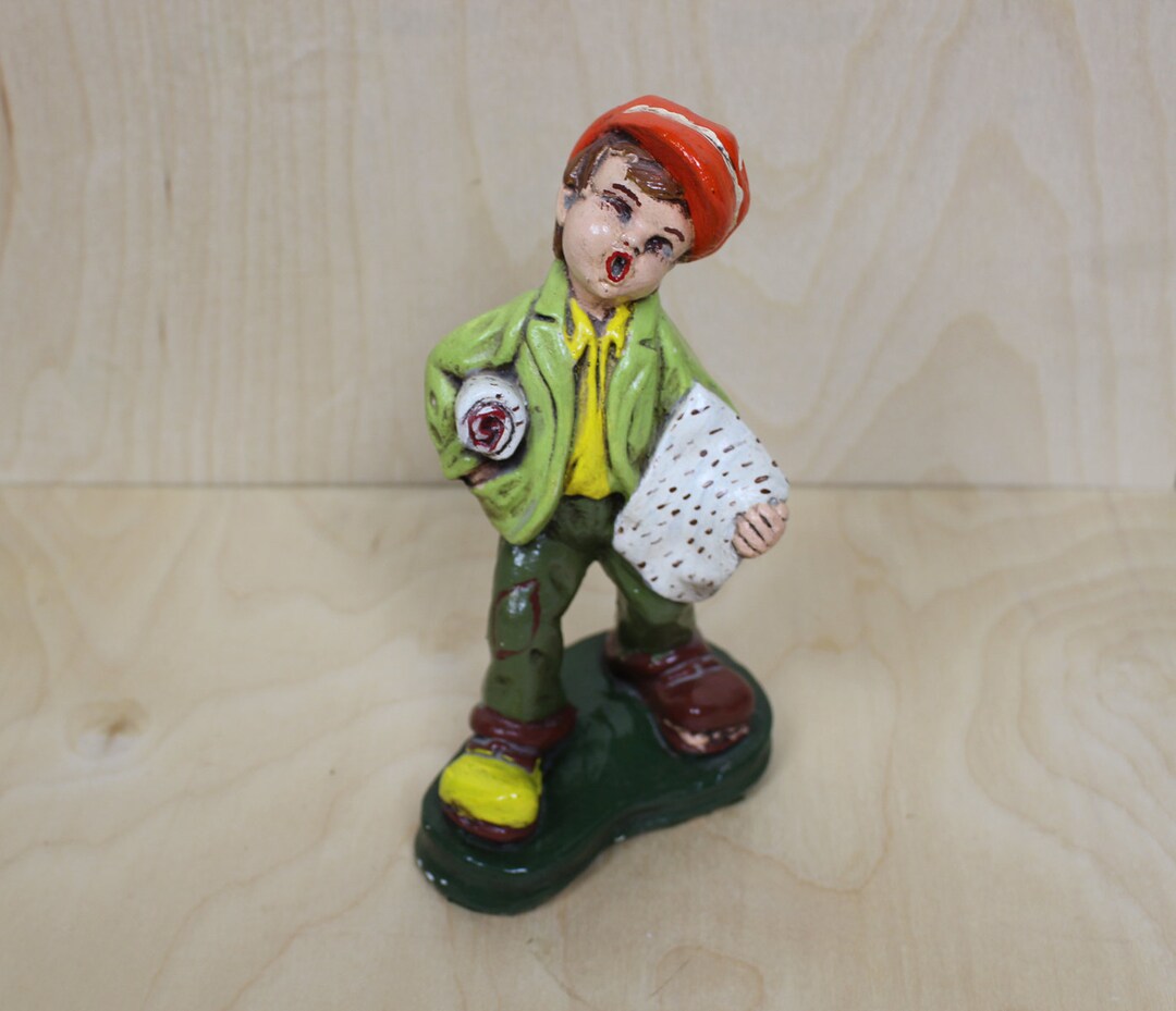 Vintage Chalkware Paper Boy - Etsy