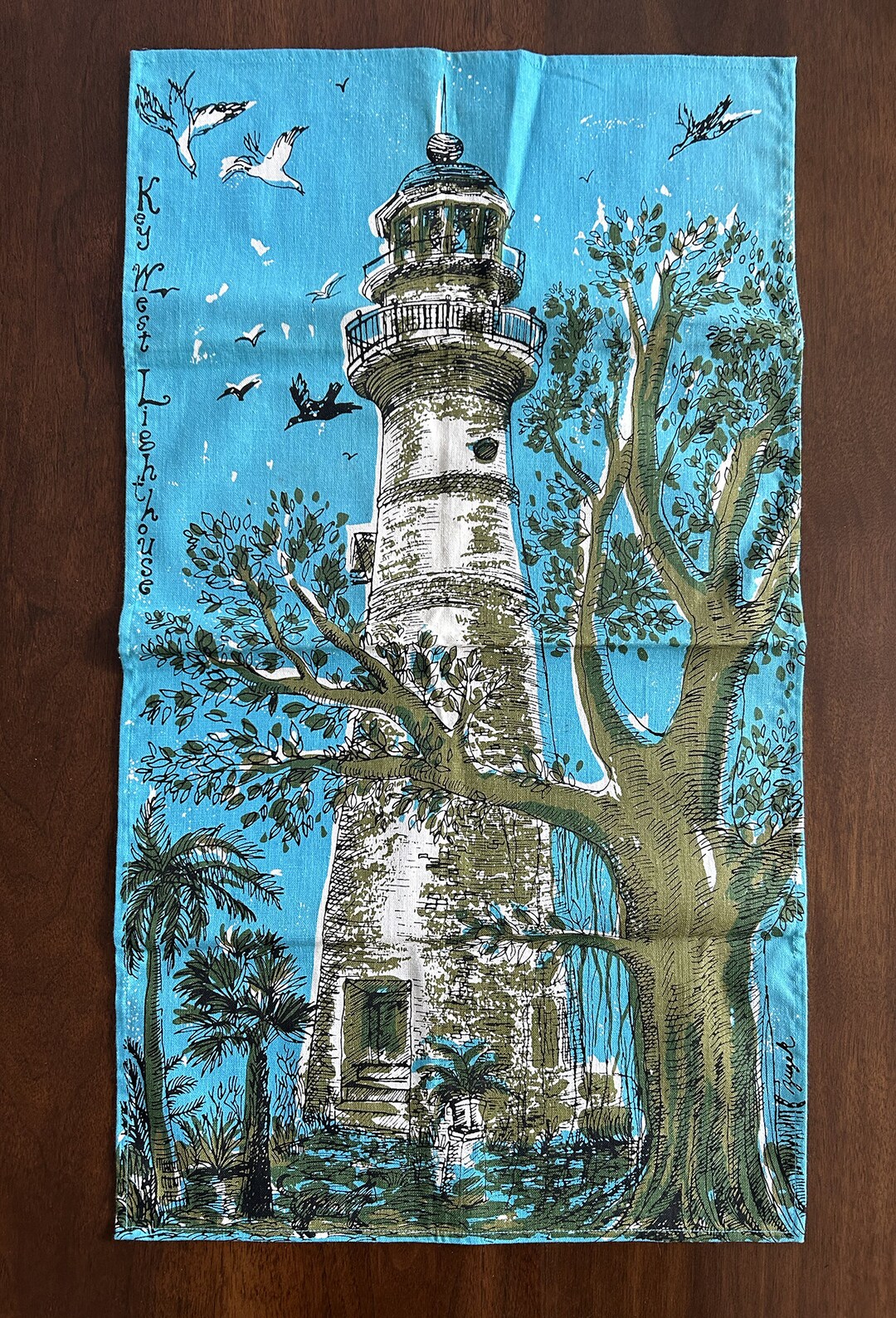 Vintage Key West Hand Print Fabrics Inc. Key West Lighthouse by Susie ...