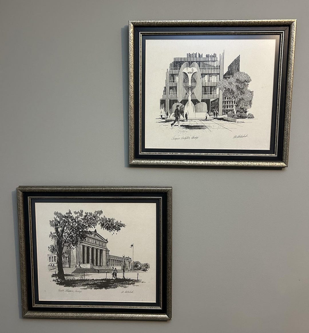 Vintage Pair of Framed Chicago Prints Signed by Albert Hollenbeck Field ...