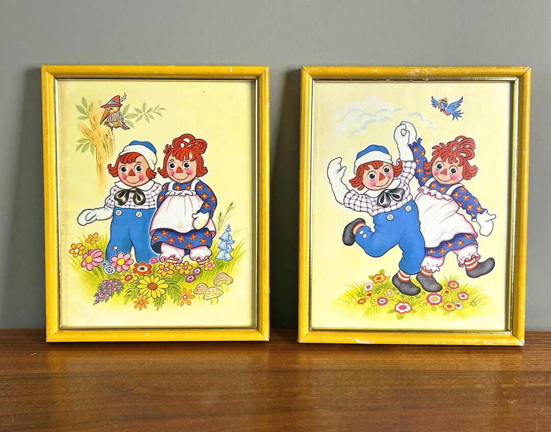 Vintage Pair of Raggedy Anne and Andy Framed Prints - Etsy
