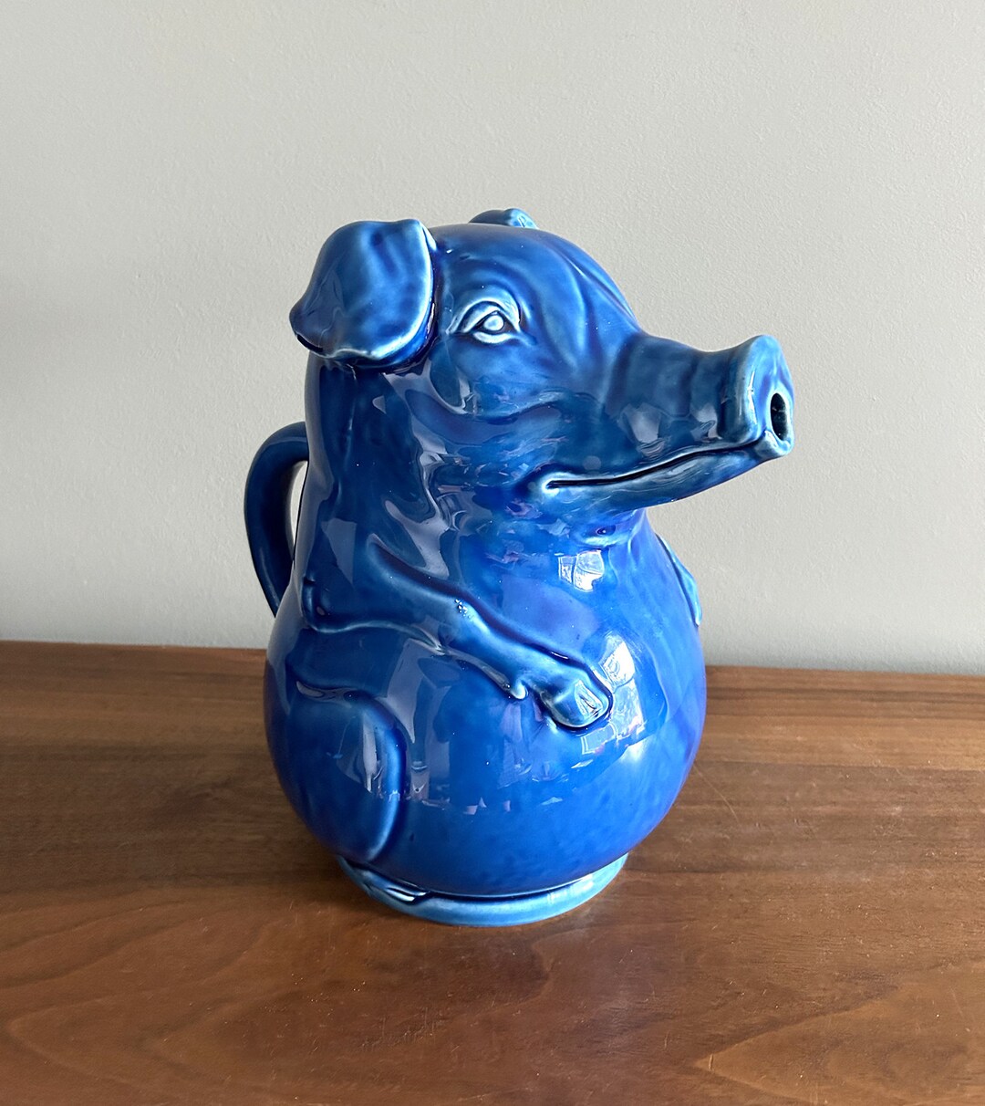 Schmid Design Folio Blue Ceramic Pig Pitcher - Etsy