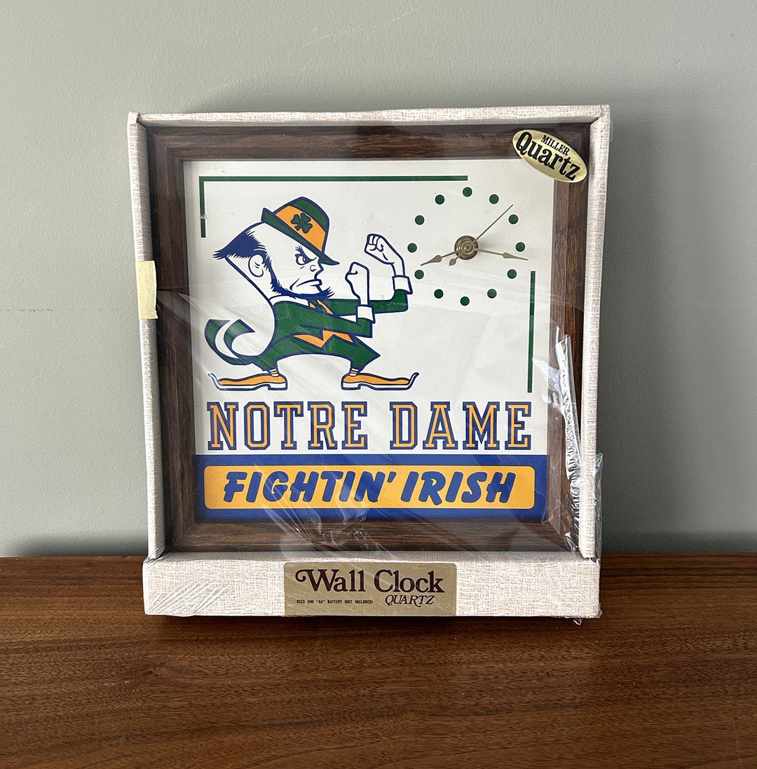 NEW Vintage NOS Notre Dame Fighting Irish Wall Clock by Miller Studios ...