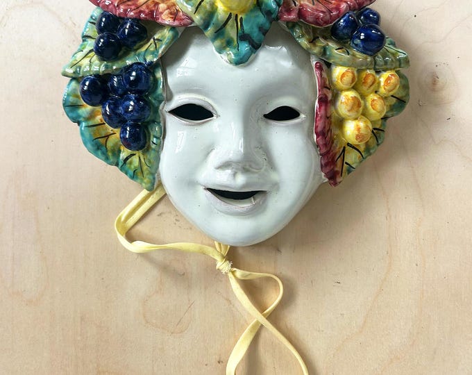 Vintage Italian Majolica Pottery Bacchus Mask - Etsy