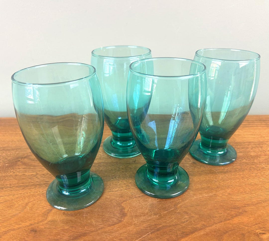 Vintage Cristar Lexington Turqoise Footed Water Glasses - Set of 4 - Etsy