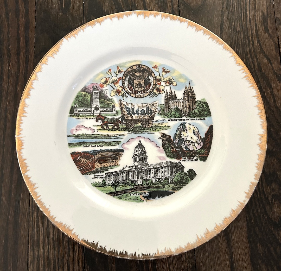 Vintage Utah Souvenir State Plate - Etsy