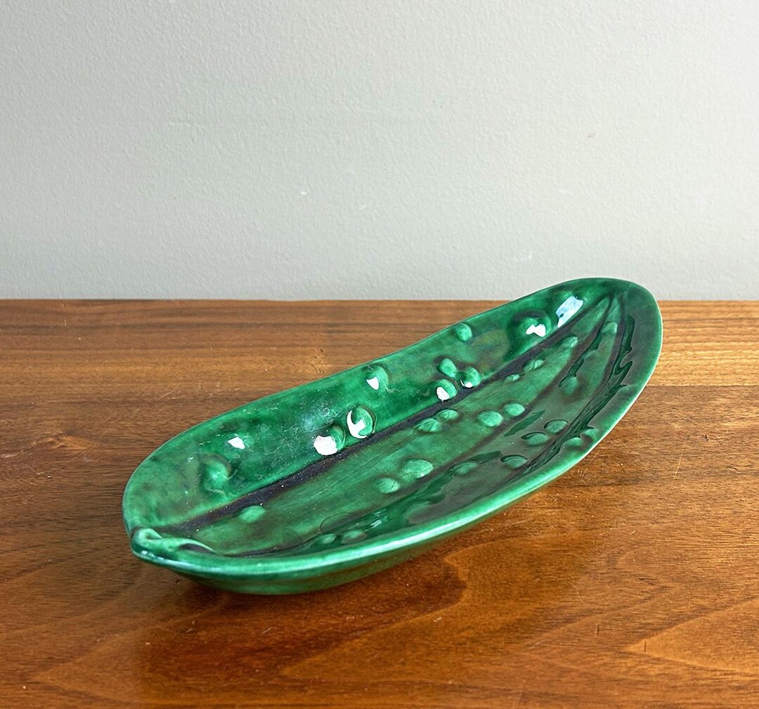 Vintage Ceramic Pickle Cucumber Vegetable Relish Dish Trinket Dish ...