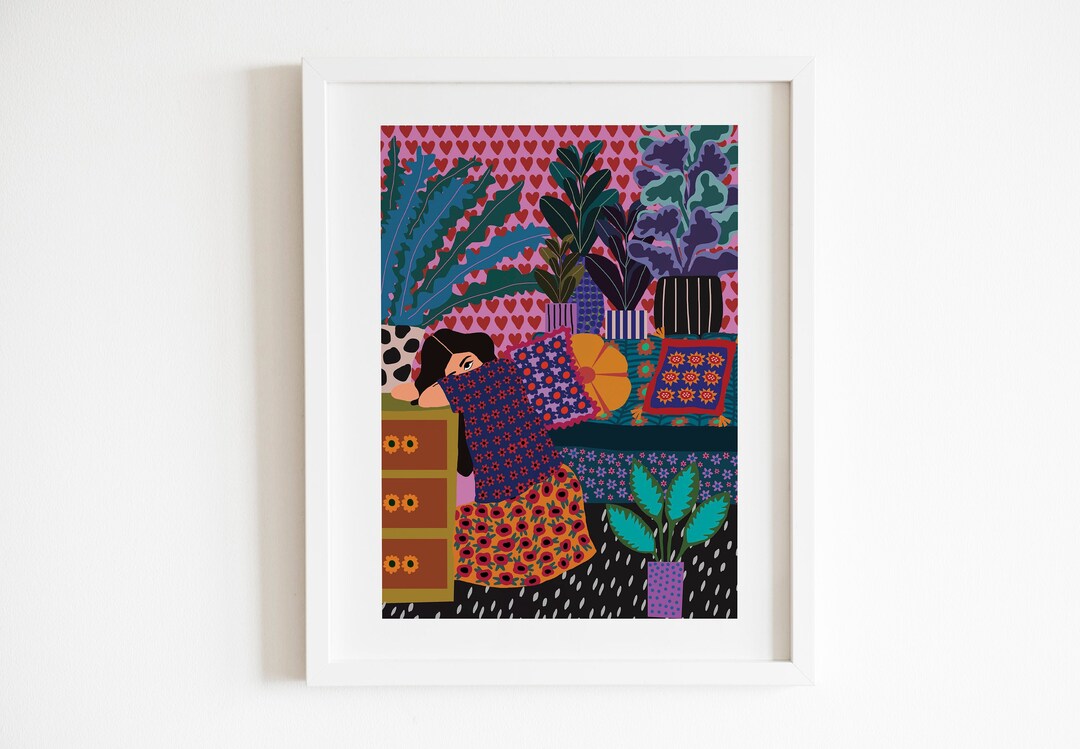 Y2K Sad Girl With Flowers Art Print Depression Anxiety Mental Health ...
