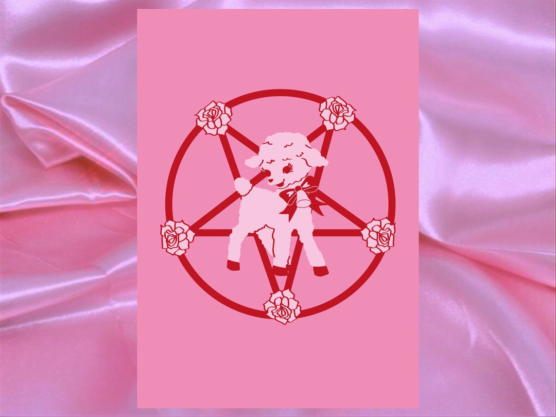 Pink Satanic Lamb Art Print - Y2K Witchy Decor - Etsy