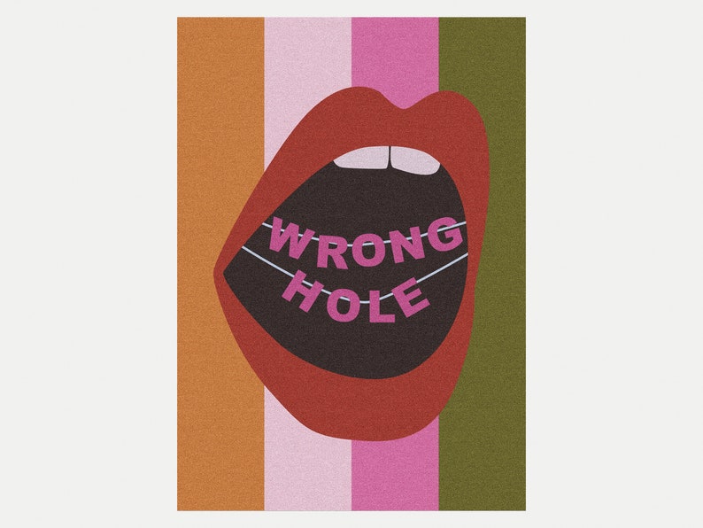 70s Colourful Boho Vintage Lips Art Print Open Lips Mouth | Etsy UK