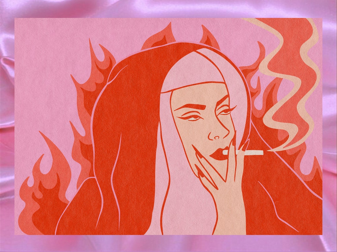 Satanic Nun Art Print, Witchy Occult Illustration - Etsy