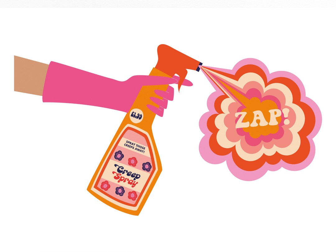 Creep Spray Feminist Sassy Pink Wall Art Print Pink Orange Feminist ...