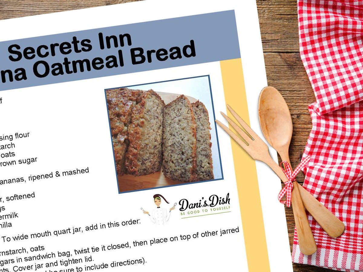 Secrets Inn Banana Oatmeal Bread Downloadable PDF or JPEG Eating ...