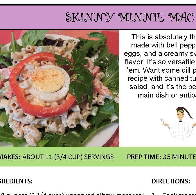 Skinny Minnie Mac Salad Printable JPEG or PDF Recipe File - Etsy