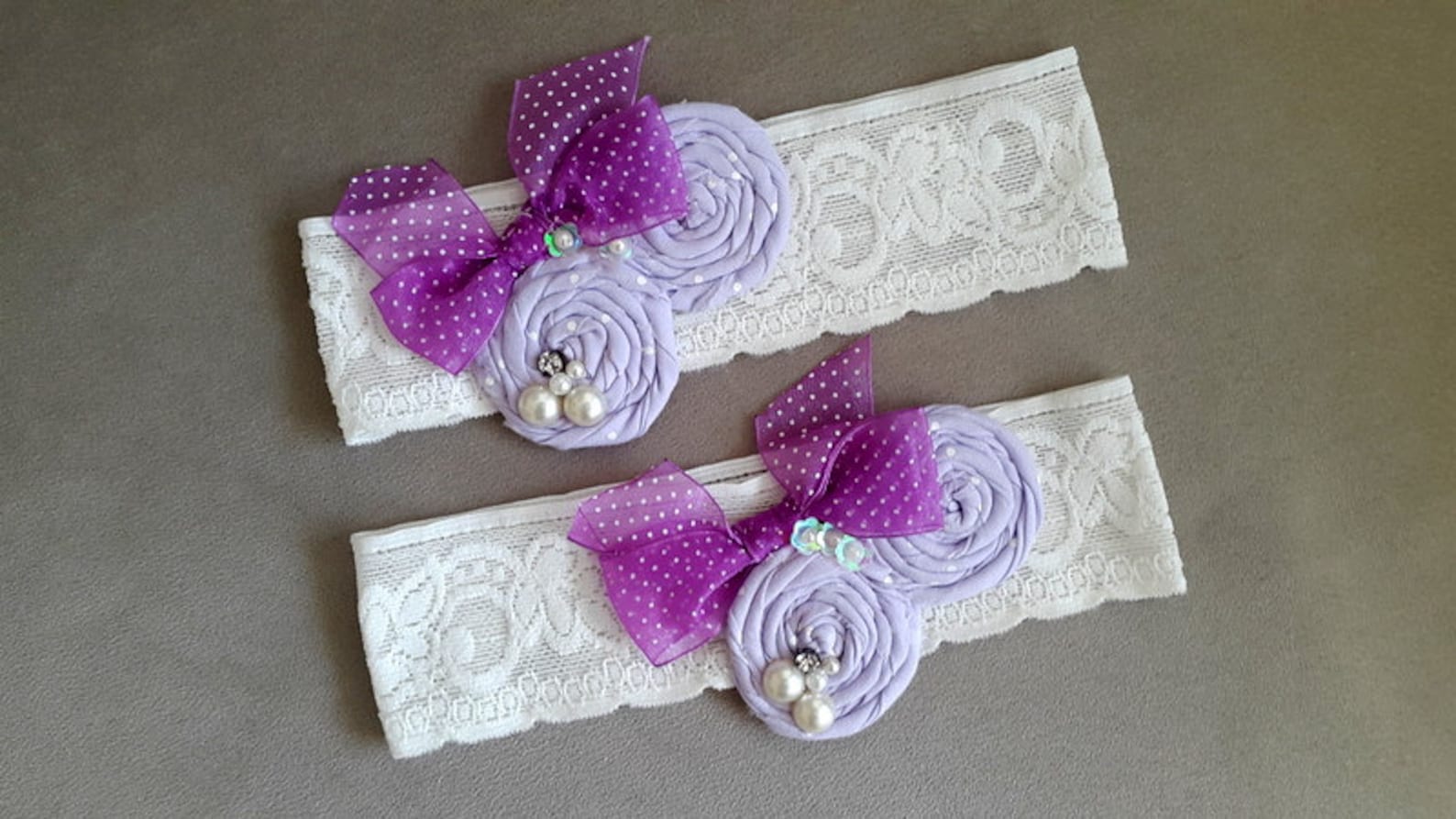 Garter, Toss Garters, Lilac, Ivory Lace, Wedding Garters, Bridal ...